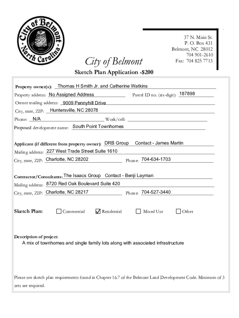 Fillable Online City of Belmont - Sketch Plan Application -$200 Fax Email Print - pdfFiller