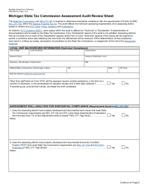 Fillable Online 5822, Michigan State Tax Commission Assessment Audit ...