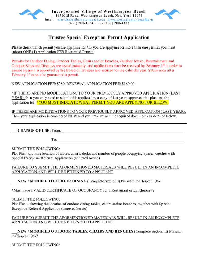 Fillable Online Trustee Special Exception Permit Application Fax Email Print - pdfFiller