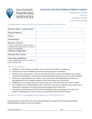 Fillable Online Downtown Merchant Parking Validation Program Fax Email ...