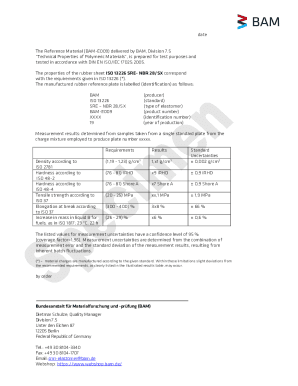 Fillable Online date The Reference Material (BAM-E009) delivered by BAM ...