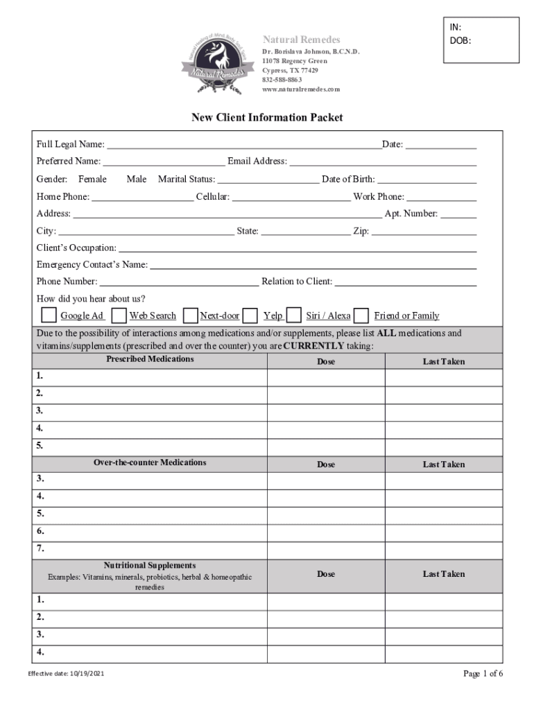 Fillable Online New Client Form Part 1.docx Fax Email Print - pdfFiller