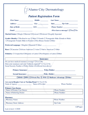 Fillable Online Patient Registration Form - (Please fill in all fields completely) Fax Email ...
