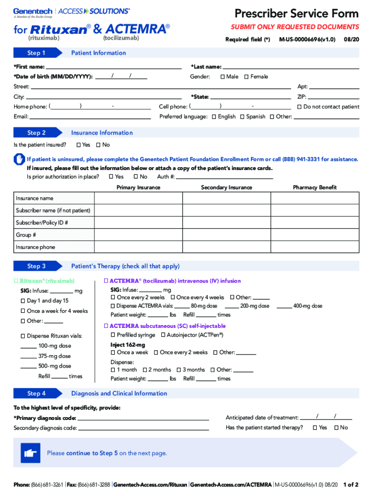 Fillable Online Fill - Free fillable & Prescriber Service Form PDF form ...