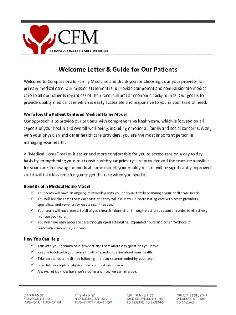 Fillable Online Welcome Letter & Guide for Our Patients - PatientPop.com Fax Email Print - pdfFiller