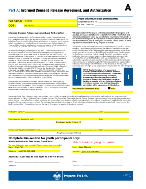 Fillable Online Part A: Informed Consent, Release Agreement, and ...