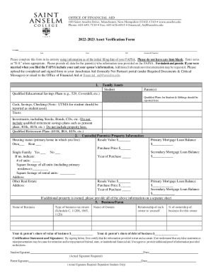 Fillable Online www.catawba.edumediacatawba-college2022-2023 ASSET VERIFICATION FORM Student ...