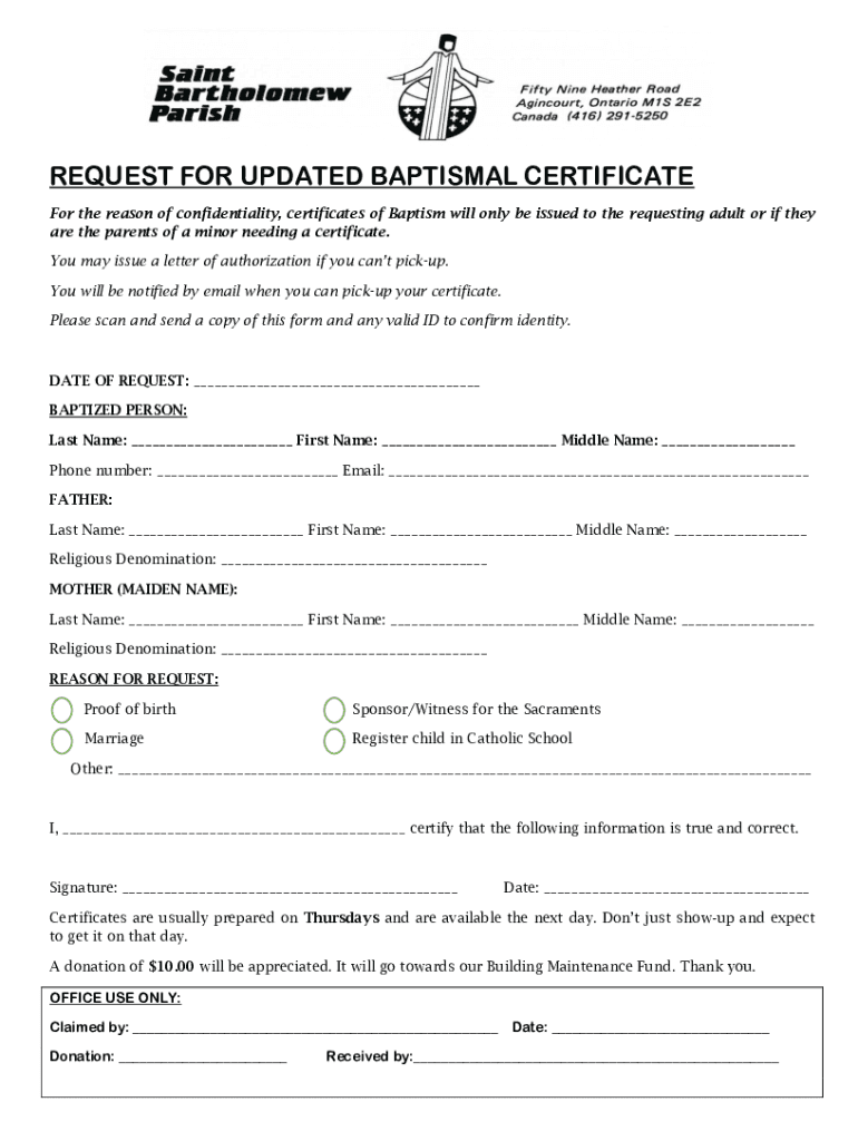Fillable Online Baptismal Certificate: Free Baptism Certificate ...