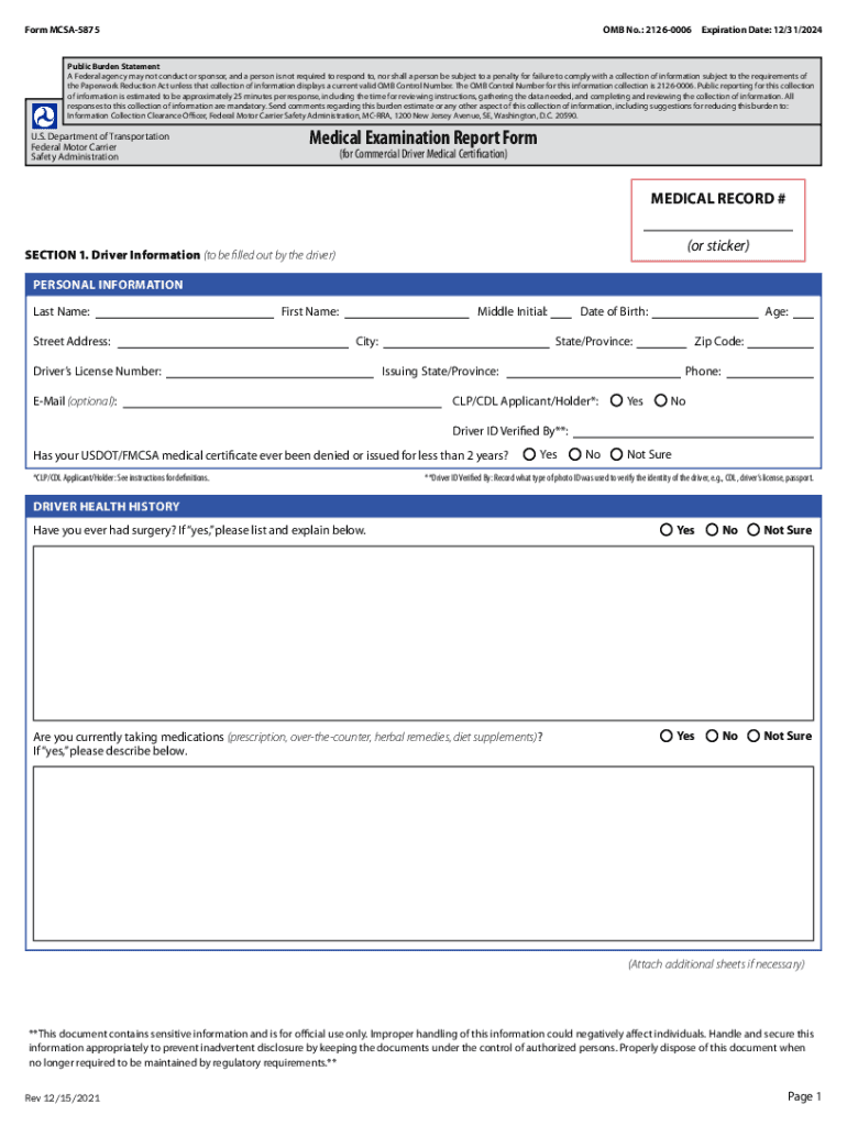 Fillable Online seormc.org01Form-MCSA-5875-exp-12Medical Examination ...