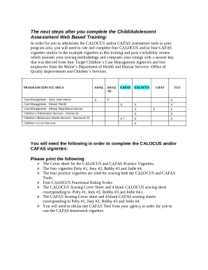 Submission of CALOCUS and CAFAS vignettes after you completed the Child ...