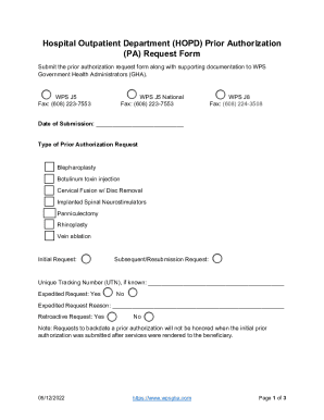 Fillable Online Hospital Outpatient Department (HOPD) Prior ...