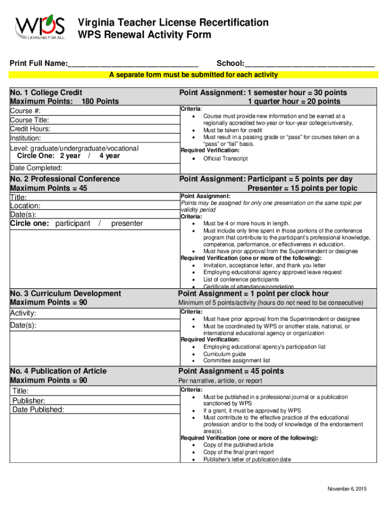 Fillable Online WPS Renewal Activity Options Fax Email Print - pdfFiller