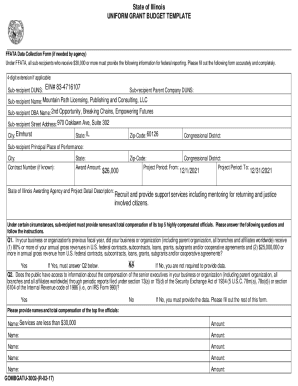 Fillable Online State of Illinois UNIFORM GRANT BUDGET TEMPLATE Fax ...
