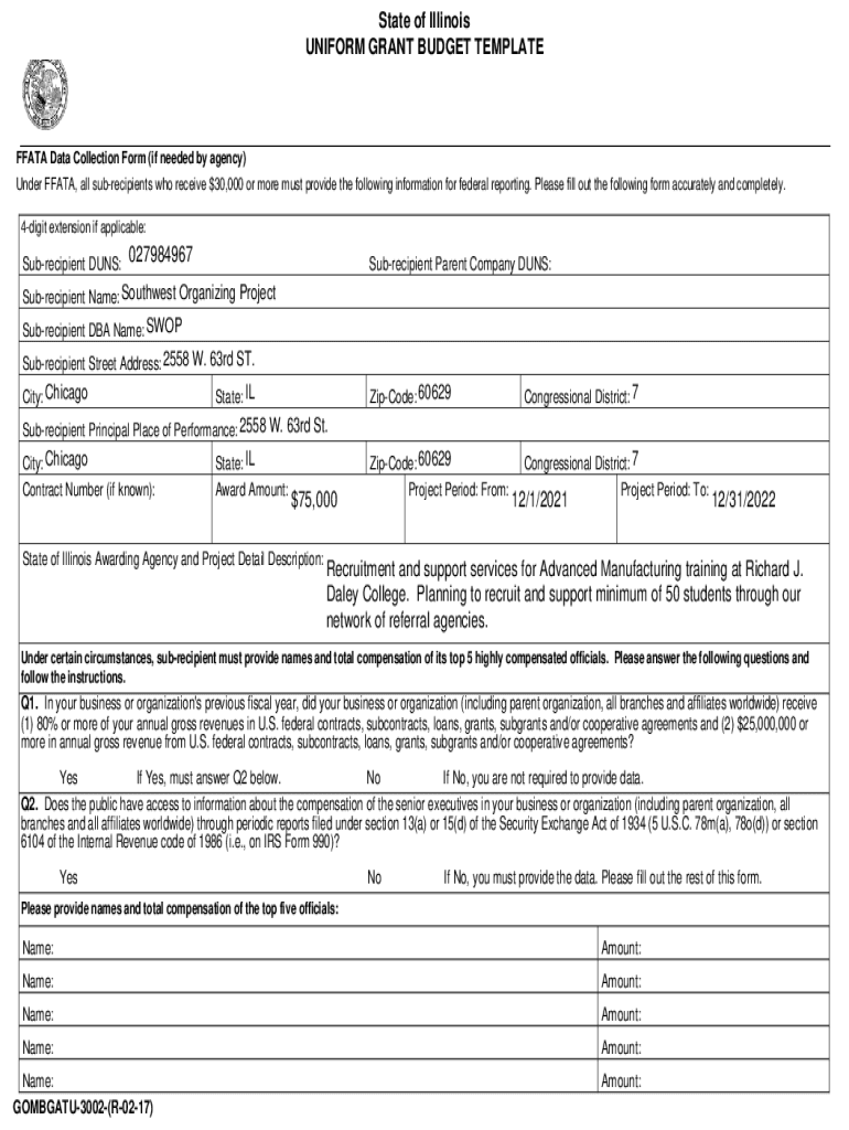 Fillable Online Illinois - Grant Accountability and Transparency Act ...