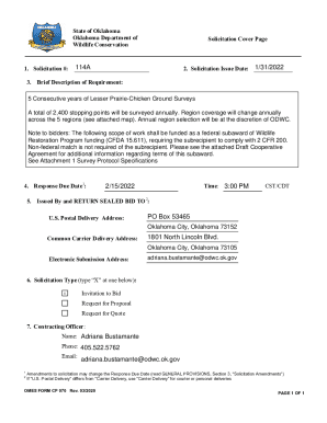 Fillable Online State of Oklahoma Oklahoma Department Solicitation Cover Page Of ... Fax Email ...