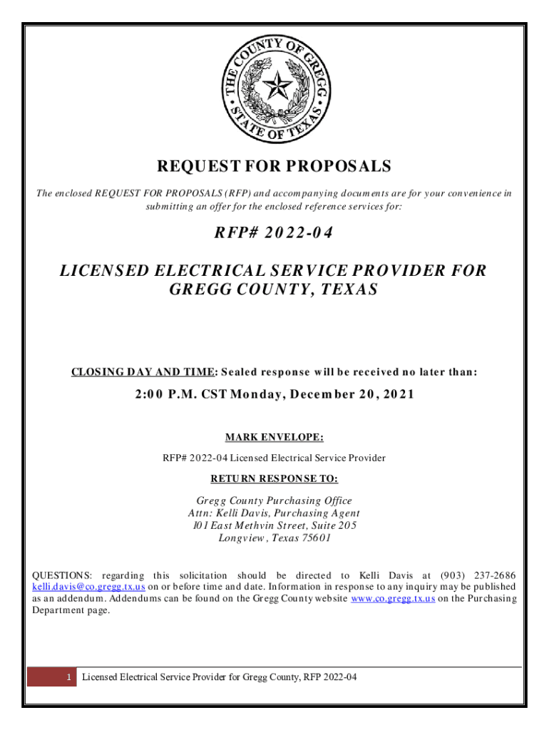 Fillable Online The enclosed REQUEST FOR PROPOSALS (RFP) and ...