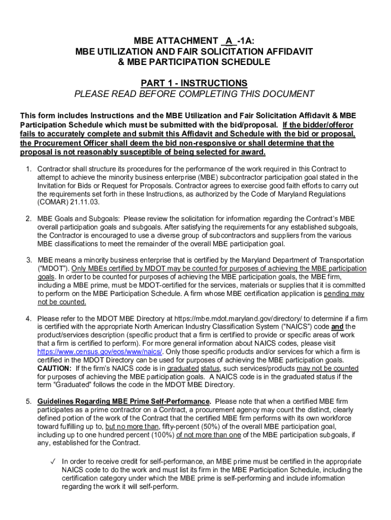 Fillable Online MBE Attachment 1A Utilization Affidavit (Revised) Fax Email Print - pdfFiller