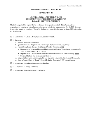 Fillable Online Proposal Submittal Checklist Fax Email Print - pdfFiller