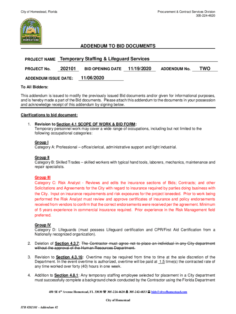 Fillable Online Addendum - BidNet Fax Email Print - pdfFiller