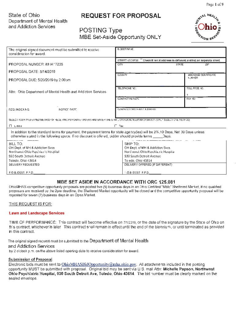 Fillable Online REQUEST FOR PROPOSAL - Ohio Procurement Fax Email Print ...