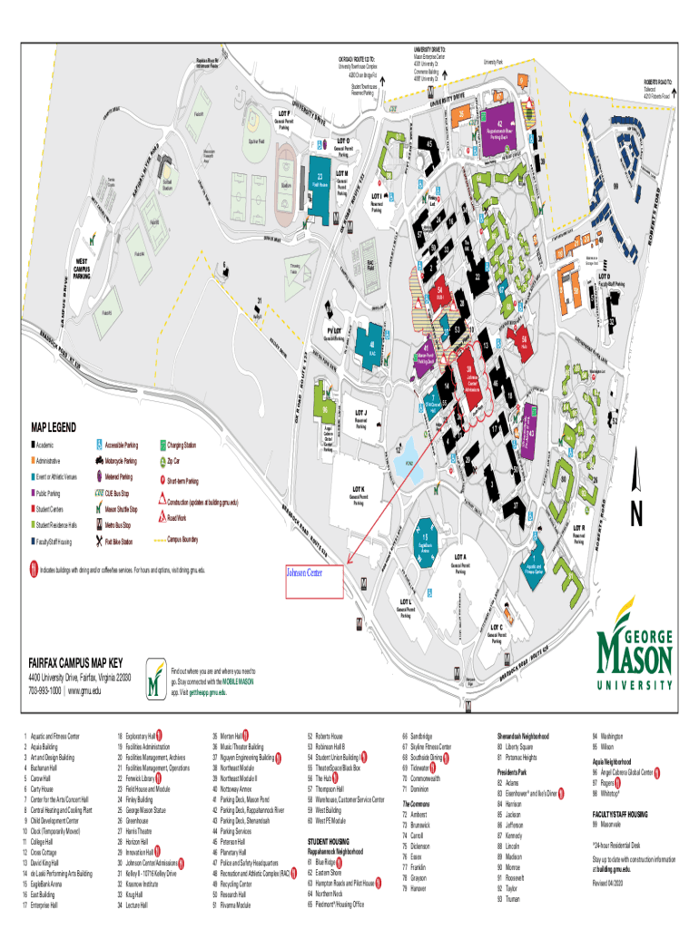 Fillable Online Fairfax Parking Map - George Mason UniversityFairfax ...