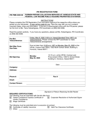 Fillable Online ifb registration form - Hawaii Public Housing Authority ...