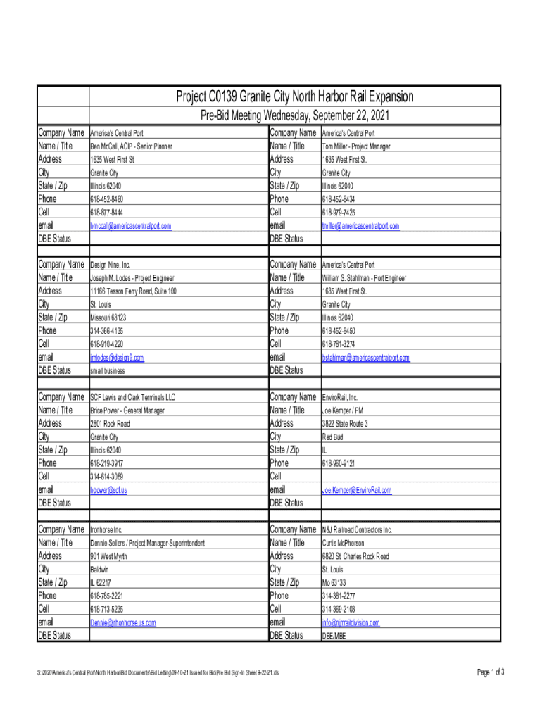 Fillable Online Pre Bid Sign-In Sheet 9-22-21 - BidNet Fax Email Print ...