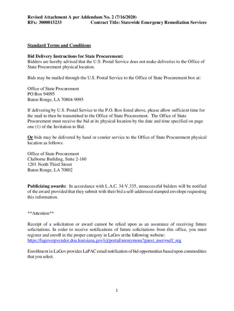 Fillable Online Revised Attachment A per Addendum No. 2 (7/16/2020) RFx ...
