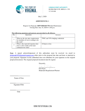 Fillable Online ADDENDUM NO. 1 Request for Proposals: RFP ... - BidNet ...