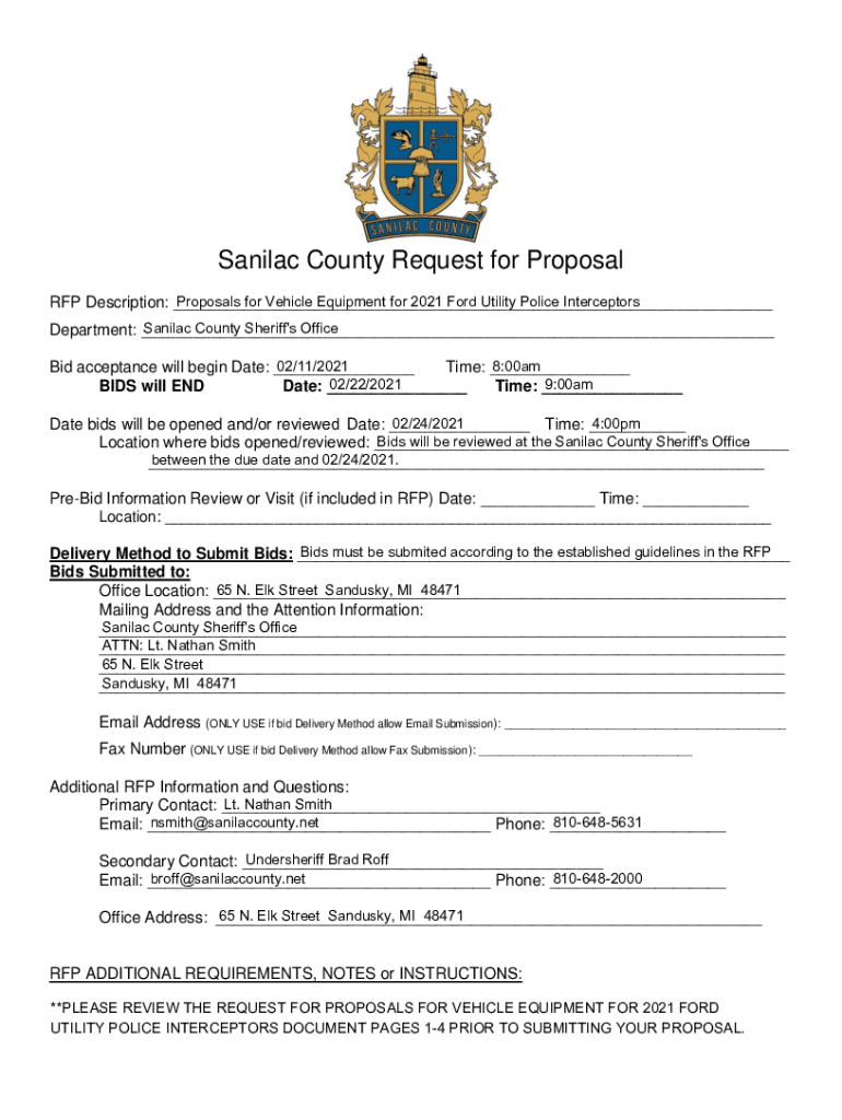 Fillable Online Proposals for Vehicle Equipment for 2021 Ford Utility Police Interceptors Fax ...