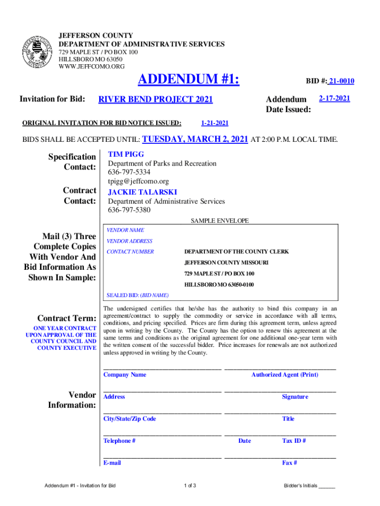 Fillable Online ORIGINAL INVITATION FOR BID NOTICE ISSUED: Fax Email Print - pdfFiller