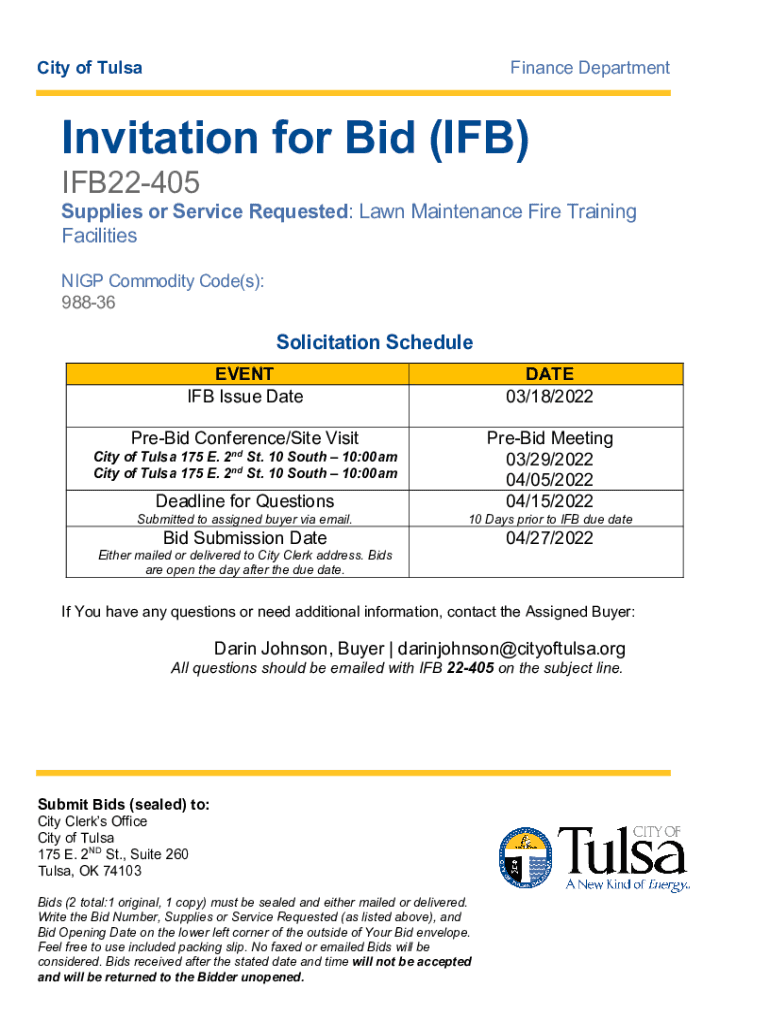 Fillable Online IFB 22-405 - Lawn Maintenance Fire Training Facilities ...