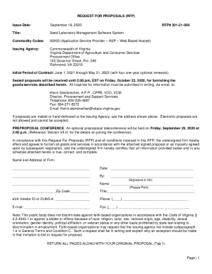 Fillable Online Page 1 REQUEST FOR PROPOSALS (RFP) Issue Date Fax Email Print - pdfFiller