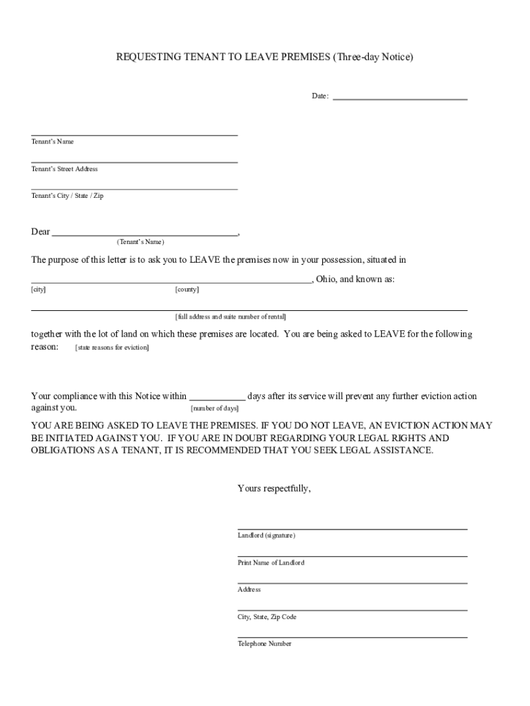 Requesting Tenant to Leave Premises - Free Template Downloads: Fill out ...