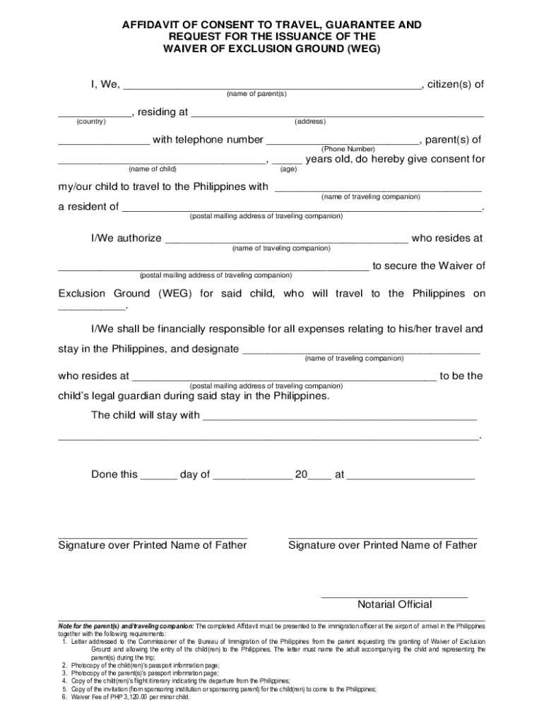 Fillable Online milanpcg dfa gov AFFIDAVIT OF REQUEST, CONSENT AND ...
