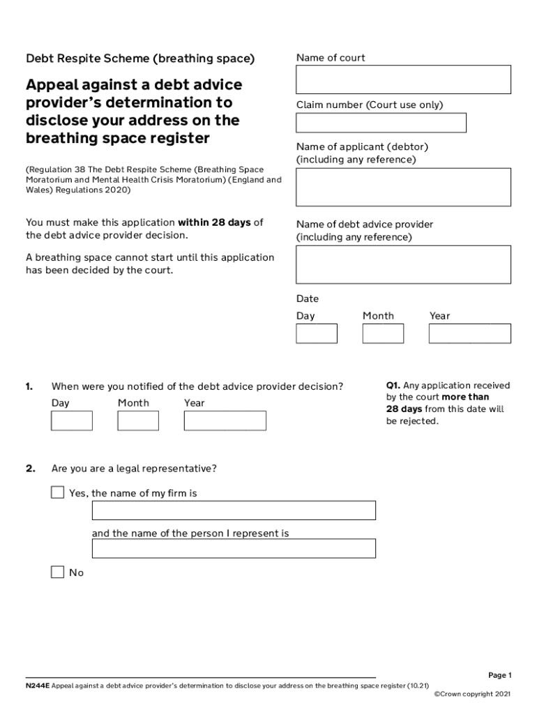 Fillable Online www.gov.ukgovernmentpublicationsDebt Respite Scheme ...