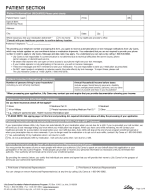 Fillable Online LILLY CARES FOUNDATION Patient Assistance Program ...