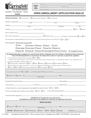 Fillable Online OPEN ENROLLMENT APPLICATION 2022-23 - AWS Fax Email Print - pdfFiller