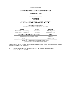Fillable Online FORM SD SPECIALIZED DISCLOSURE REPORT Fax Email Print ...