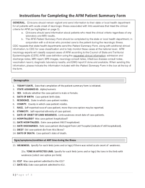 Fillable Online dphhs mt Get the free Instructions for Completing the AFM Patient Summary Form ...