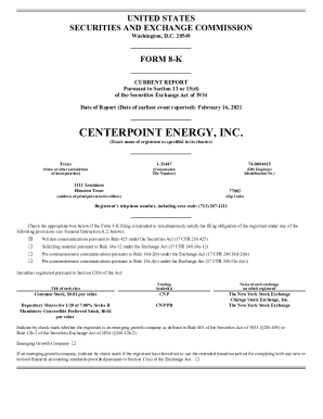 Fillable Online CENTERPOINT ENERGY, INC. - cloudfront.net Fax Email ...