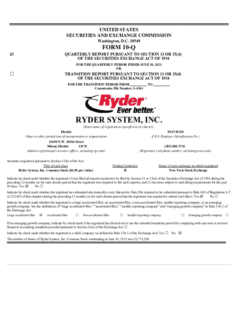 Fillable Online RYDER SYSTEM, INC. Fax Email Print - pdfFiller