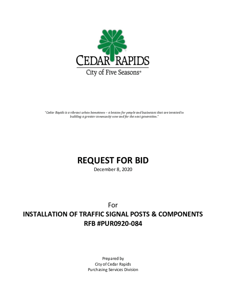 Fillable Online INSTALLATION OF TRAFFIC SIGNAL POSTS & COMPONENTS Fax Email Print - pdfFiller