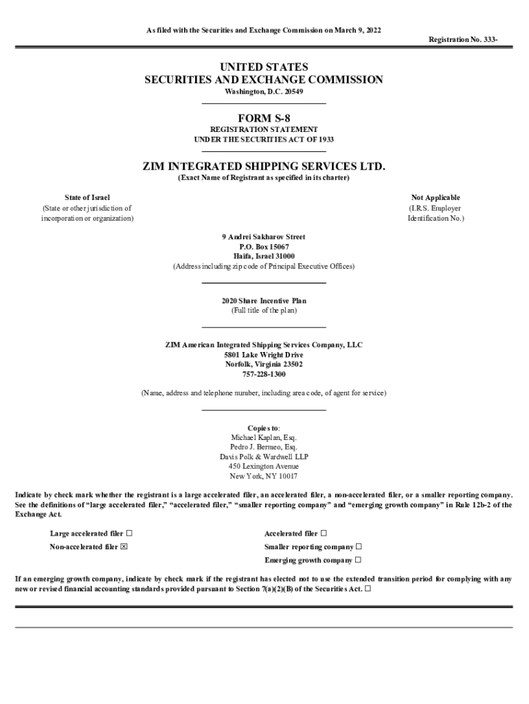 Fillable Online ZIM American Integrated Shipping Services Company, LLC ...