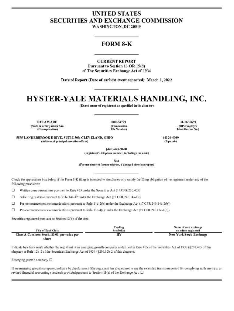 Fillable Online HYSTER-YALE MATERIALS HANDLING, INC. - cloudfront.net ...