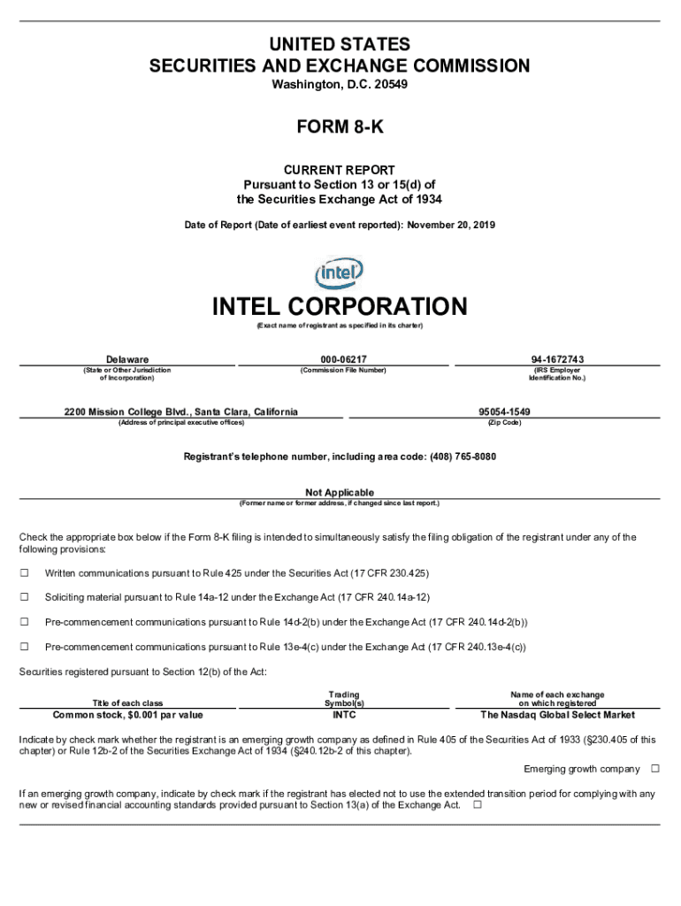 Fillable Online INTEL CORPORATION Fax Email Print - pdfFiller