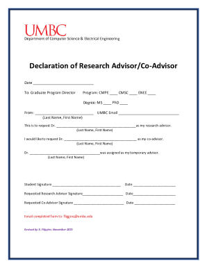 Fillable Online Declaration of Research Advisor/Co-Advisor - Department of Computer ... Fax ...