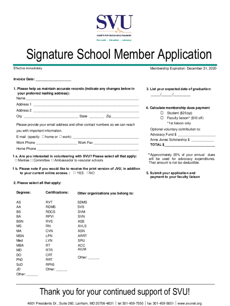 Fillable Online Signature School Member Application Fax Email Print - pdfFiller