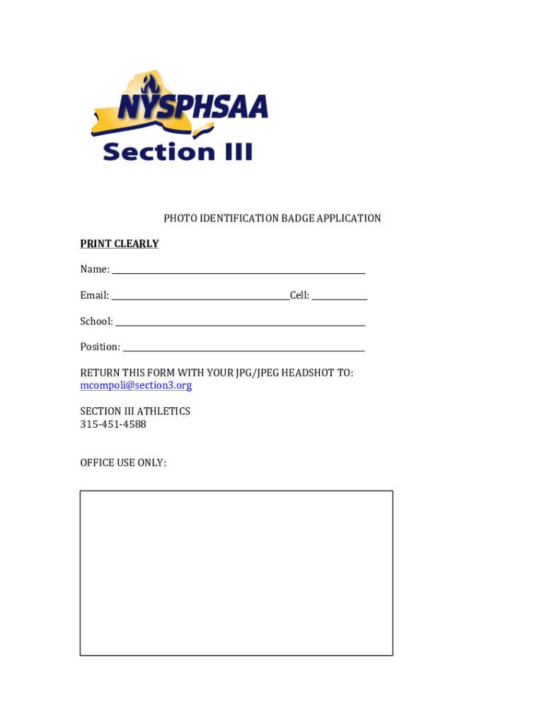 Fillable Online photo identification badge application - Amazon S3 Fax ...