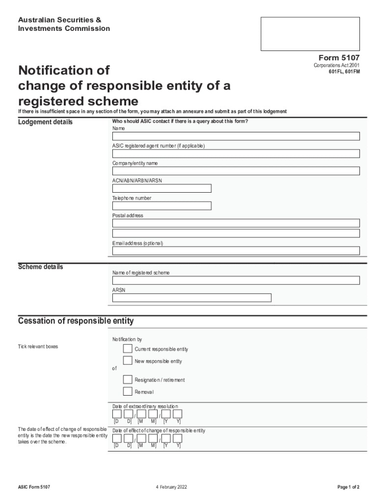 Fillable Online asic.gov.auregulatory-resourcesforms5107 Notification of change of responsible ...